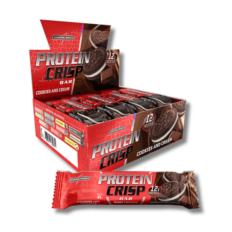 Barras de Proteína CRISP BAR – 12 unidades / 45 grs, cookies and cream ...